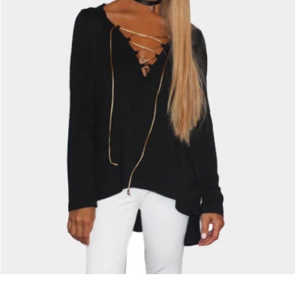 Regine Chevallier | Tops | Regine Chevalier Black Tunic With Gold ...